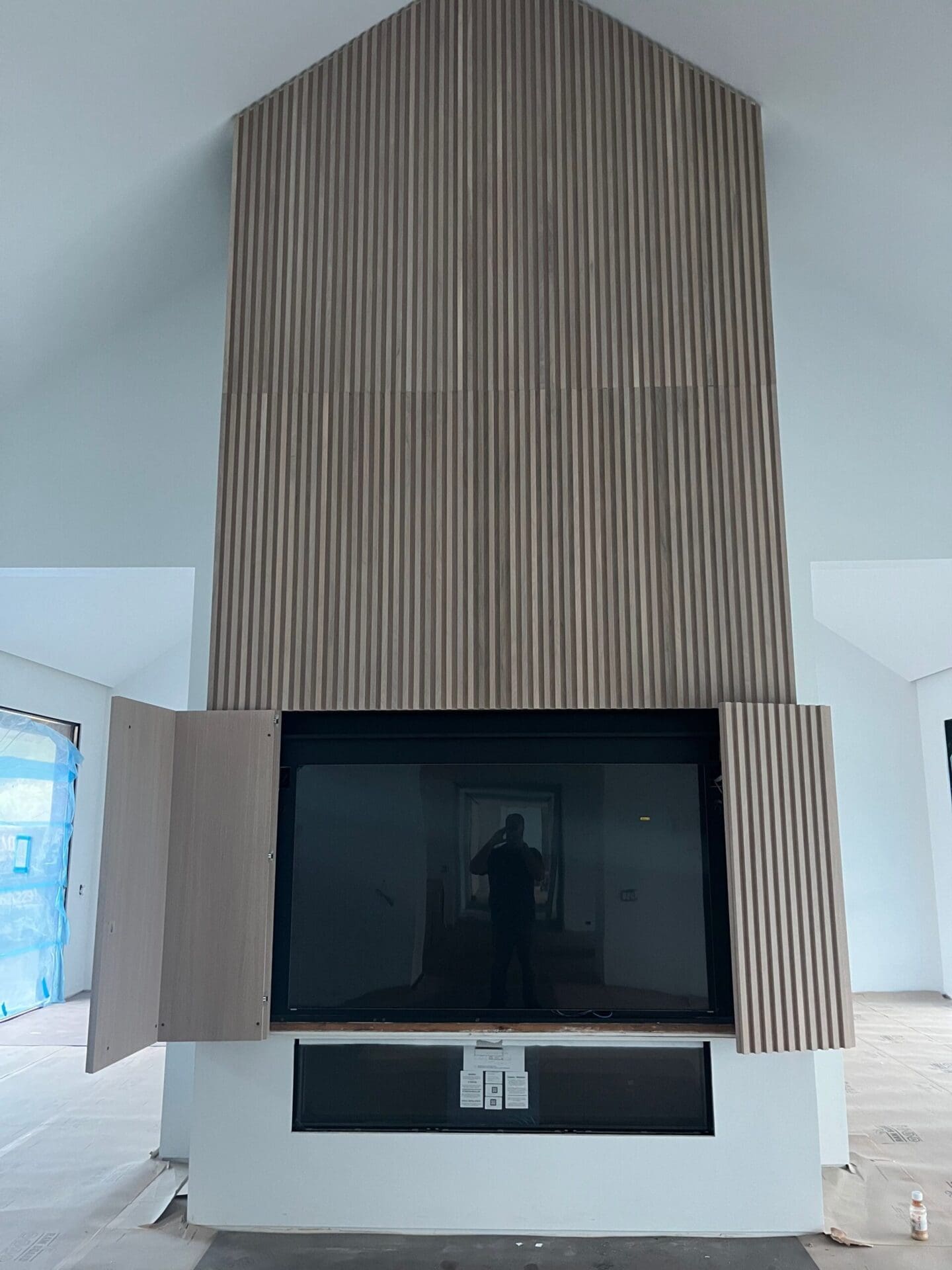 Two City View liner 72” gas fireplaces back to back installation ...